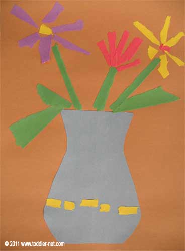 Kids Art- Collage Vase with flowers